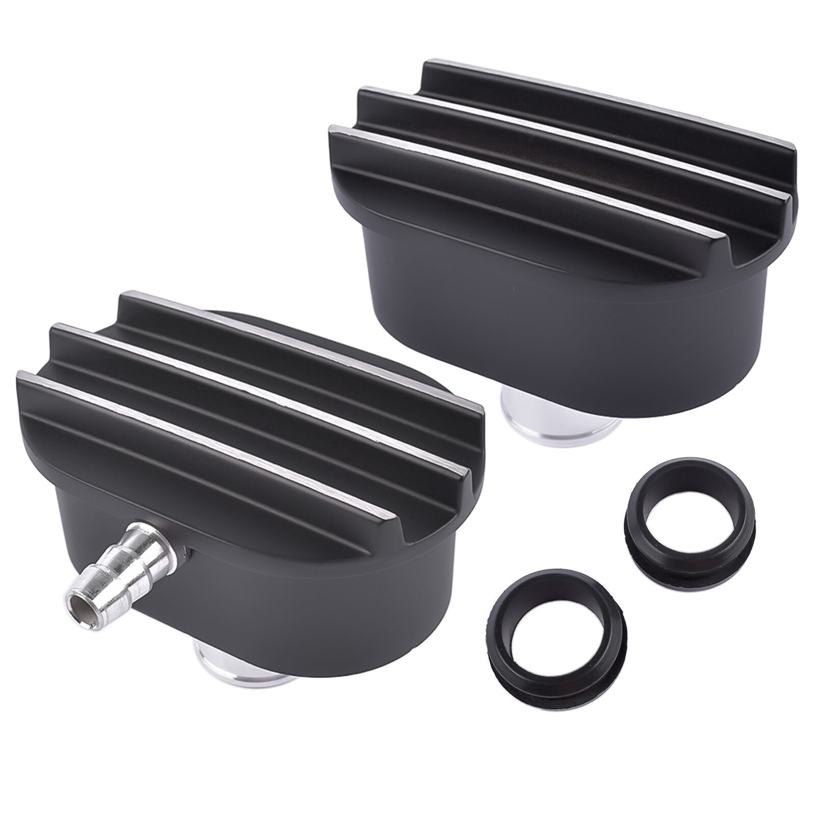 Oval Finned PCV Breather Kit, Black Aluminum Push-in Breather Valve ...