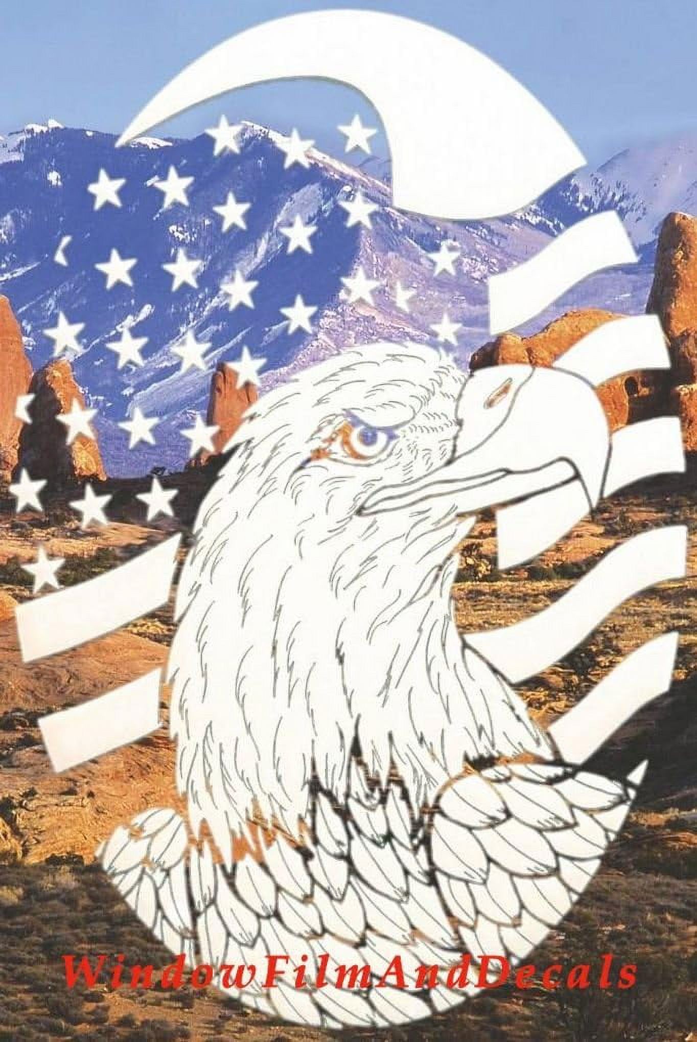 Oval Flag Eagle Vertical Etched Window Decal Glass Cling - 10.5" x 16 ...