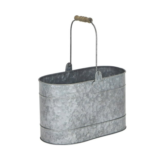 Oval Galvanized Bucket with Metal Handle and Wood Grip - Walmart.com