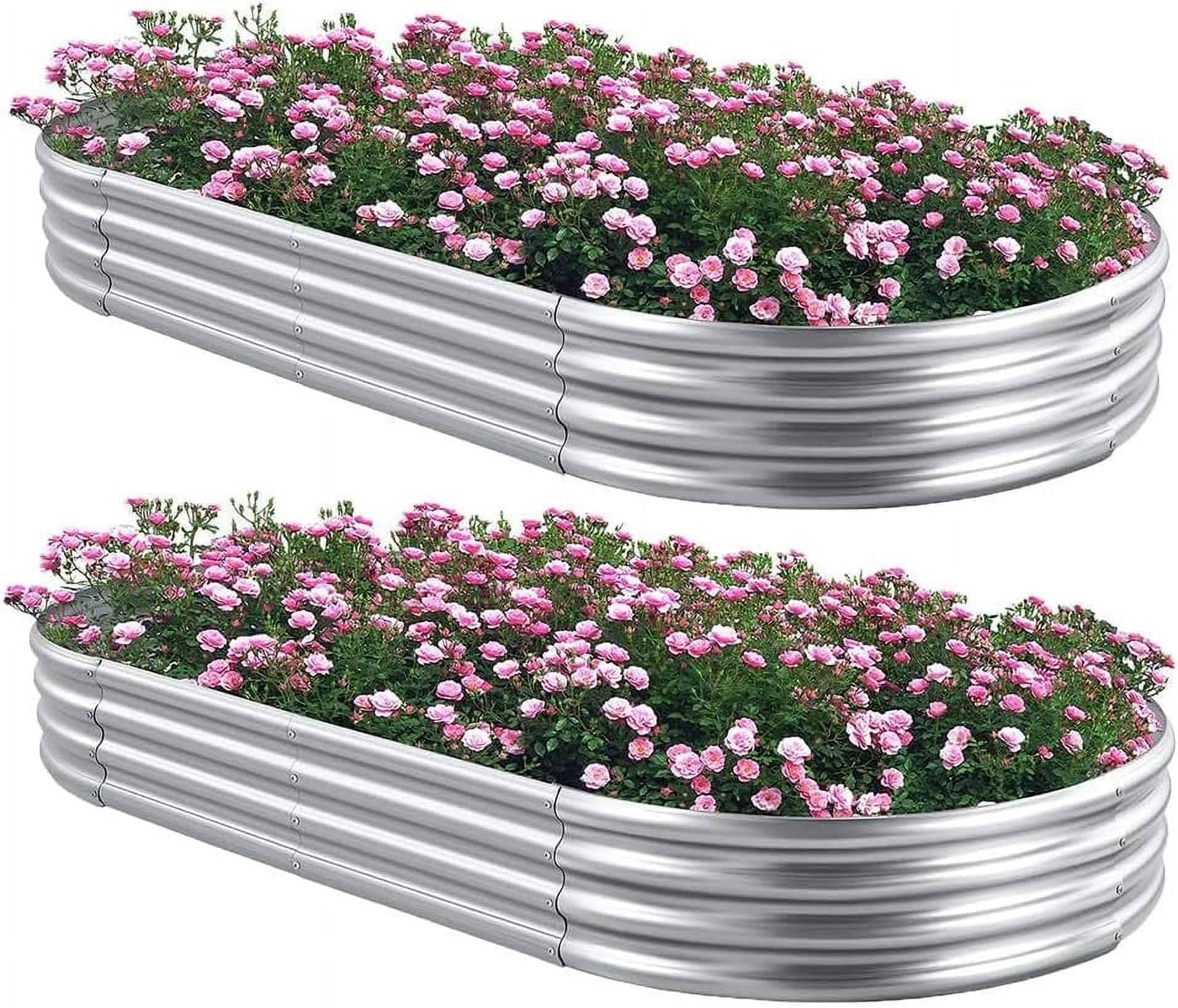 Oval Galvanized Raised Garden Beds Outdoor 4×2×1ft (1pcs Planter Raised ...