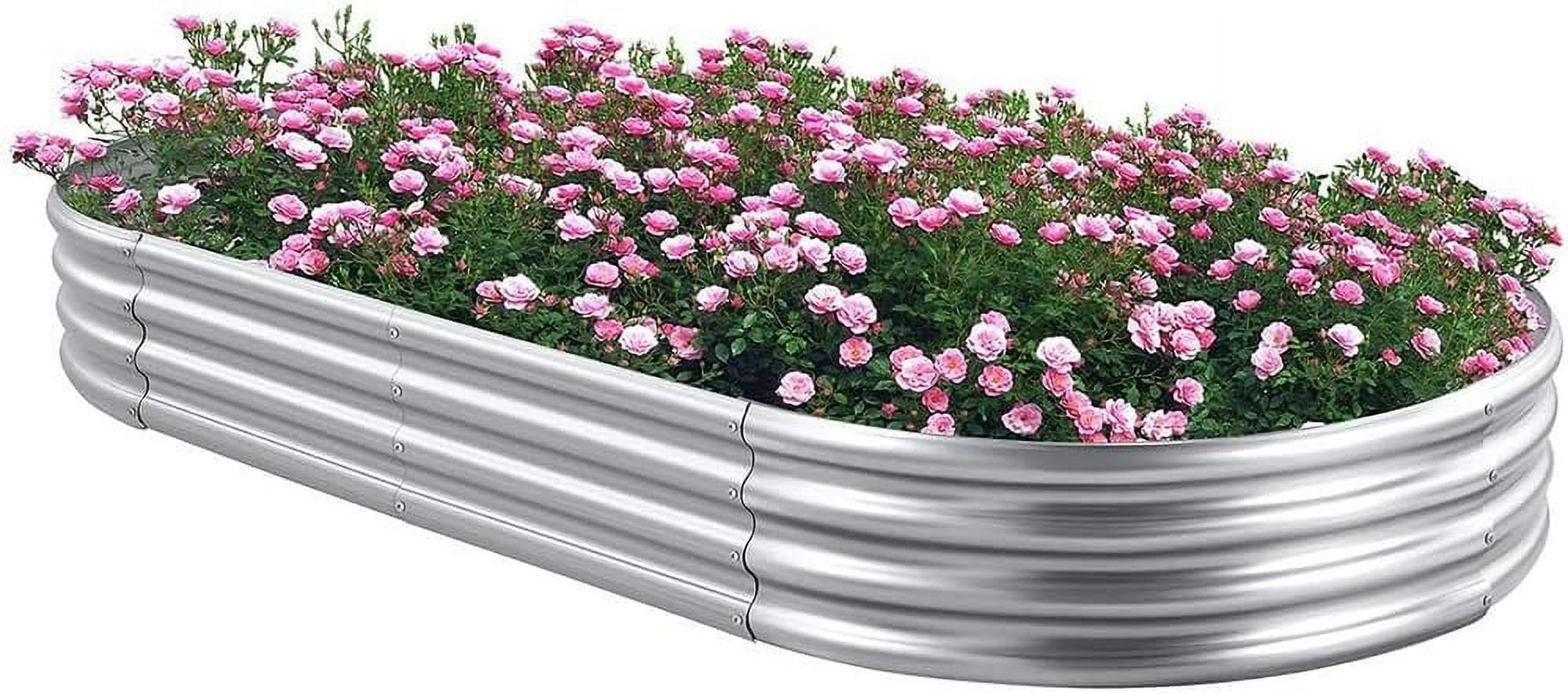 Oval Galvanized Raised Garden Beds Outdoor 4×2×1ft (1pcs Planter Raised ...