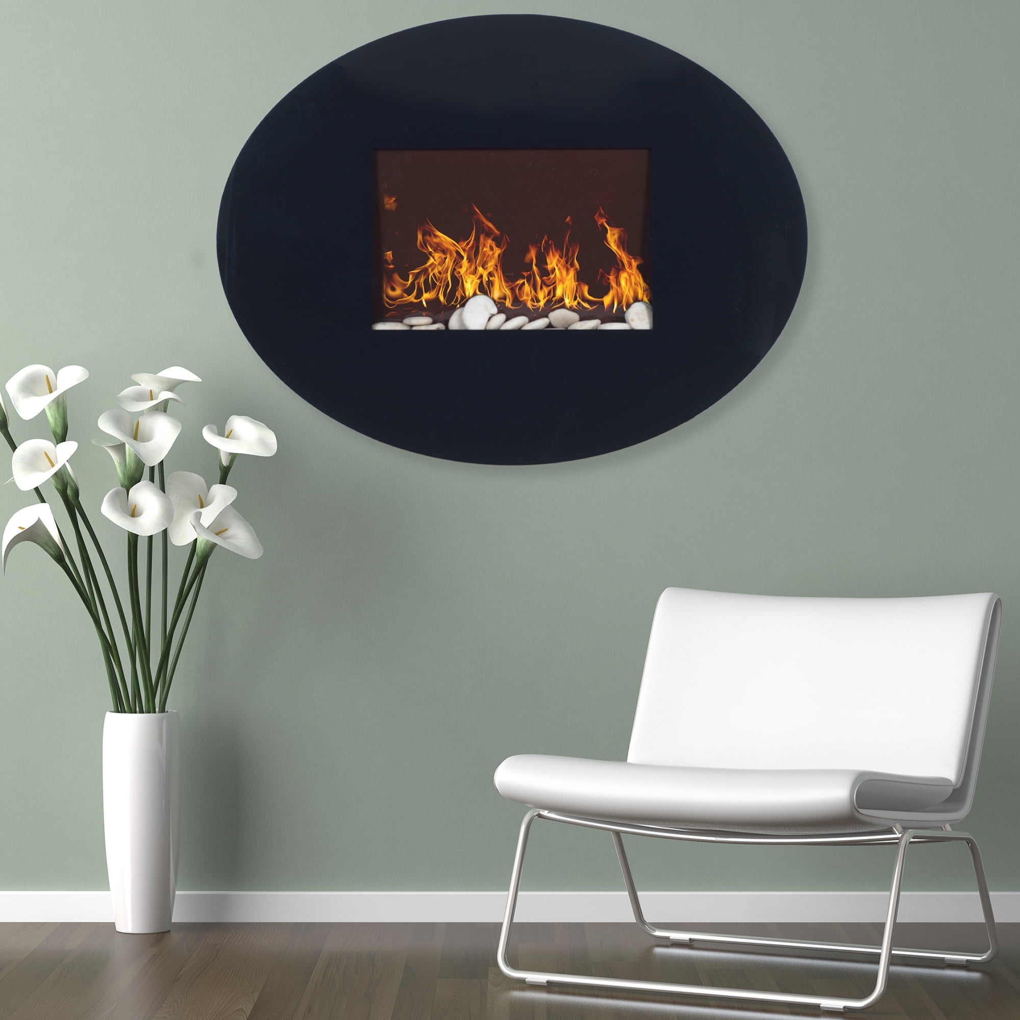 Oval Glass Electric Indoor Fireplace with Wall Mount by Northwest ...