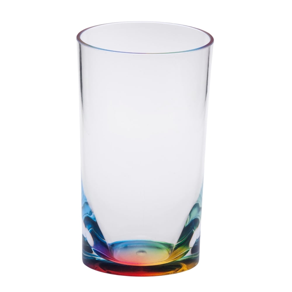 Oval Halo Acrylic Glasses Drinking Set of 4 Hi Ball (15oz), Plastic ...