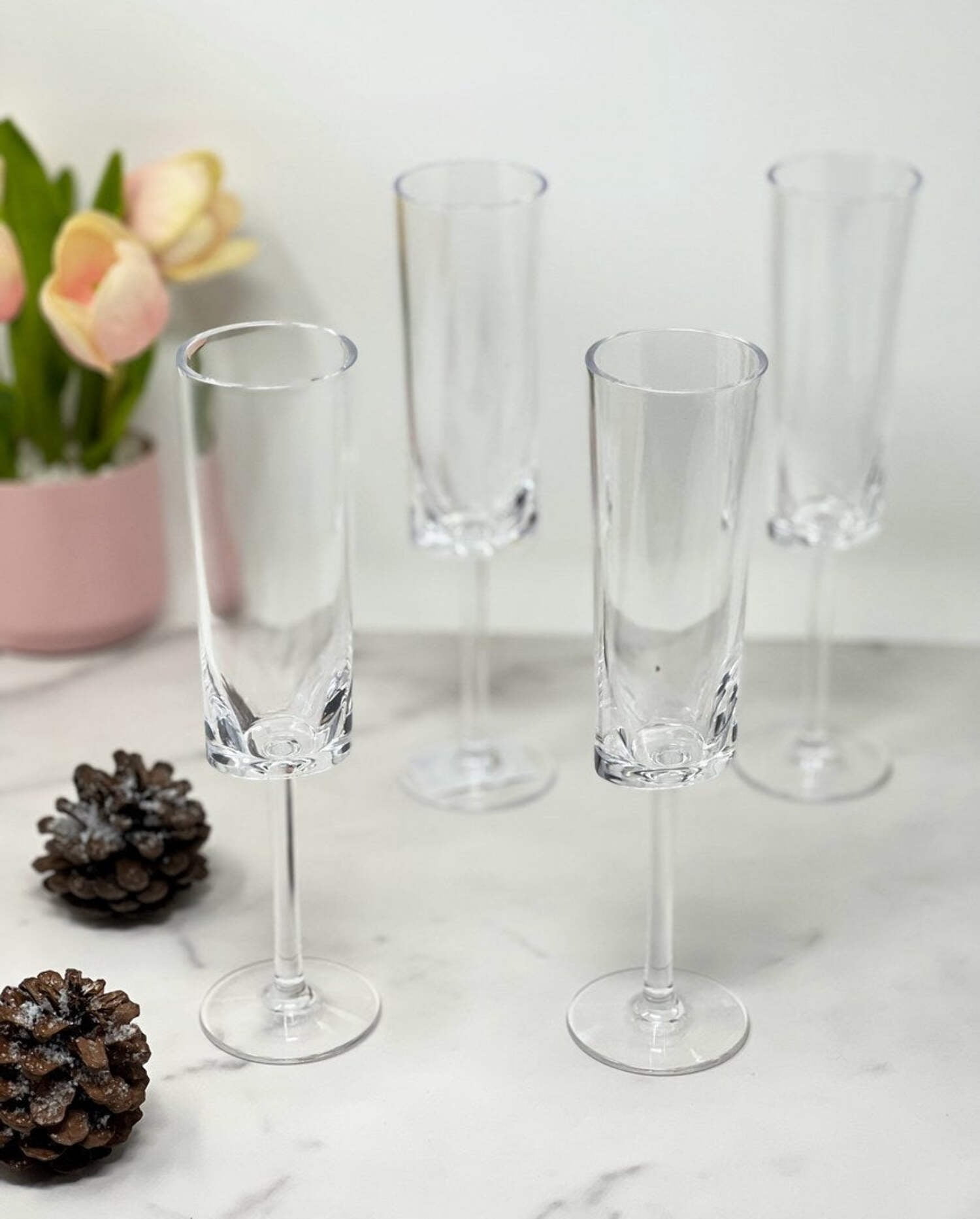 Oval Halo Plastic Champagne Flutes Set Of 4 4Oz , Unbreakable Mimosa ...