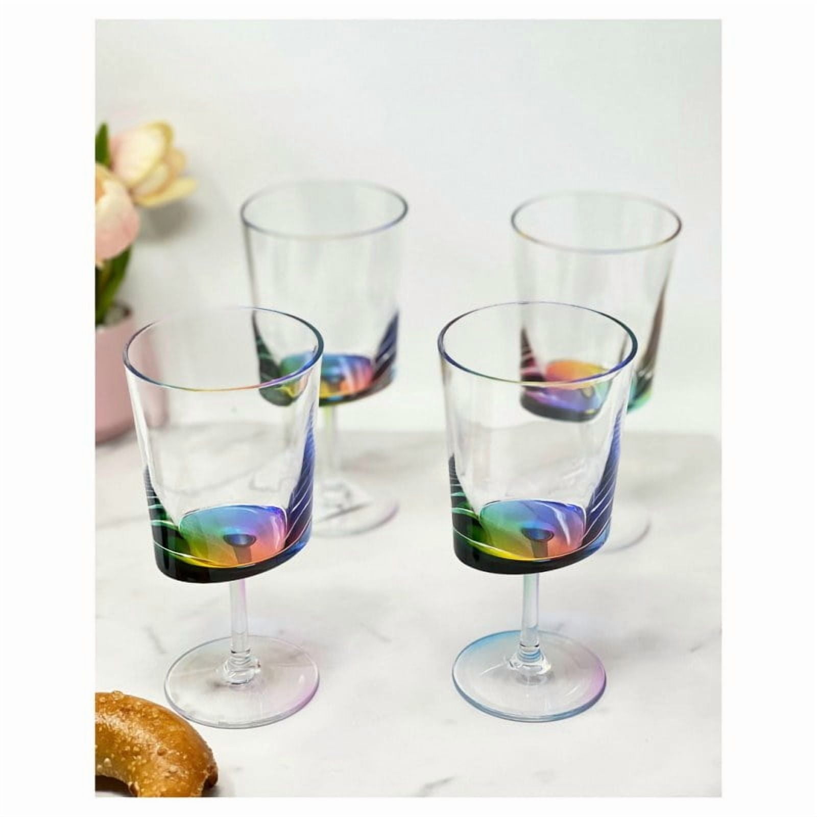 Oval Halo Plastic Wine Glasses Set of 4 (12oz), BPA Free Acrylic Wine ...