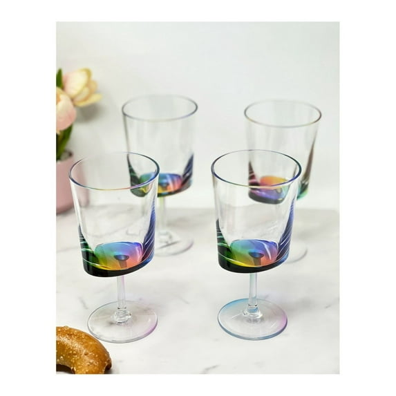Oval Halo Plastic Wine Glasses Set of 4 (12oz), BPA Free Acrylic Wine ...