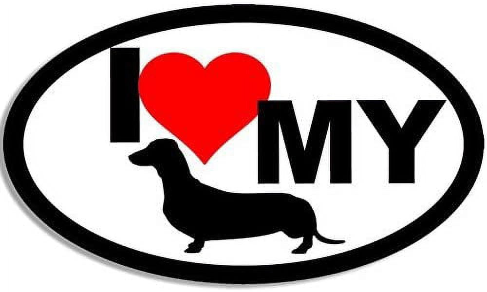Oval I Love My Dachshund 3M Reflective sticker| Heart weener Weiner Dog ...
