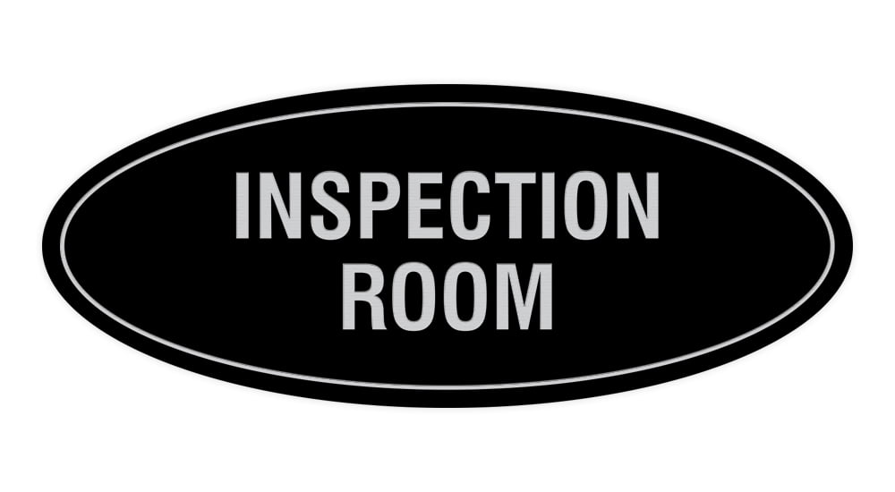 Oval Inspection Room Sign (Black / Silver) - Small 2x5" - Walmart.com