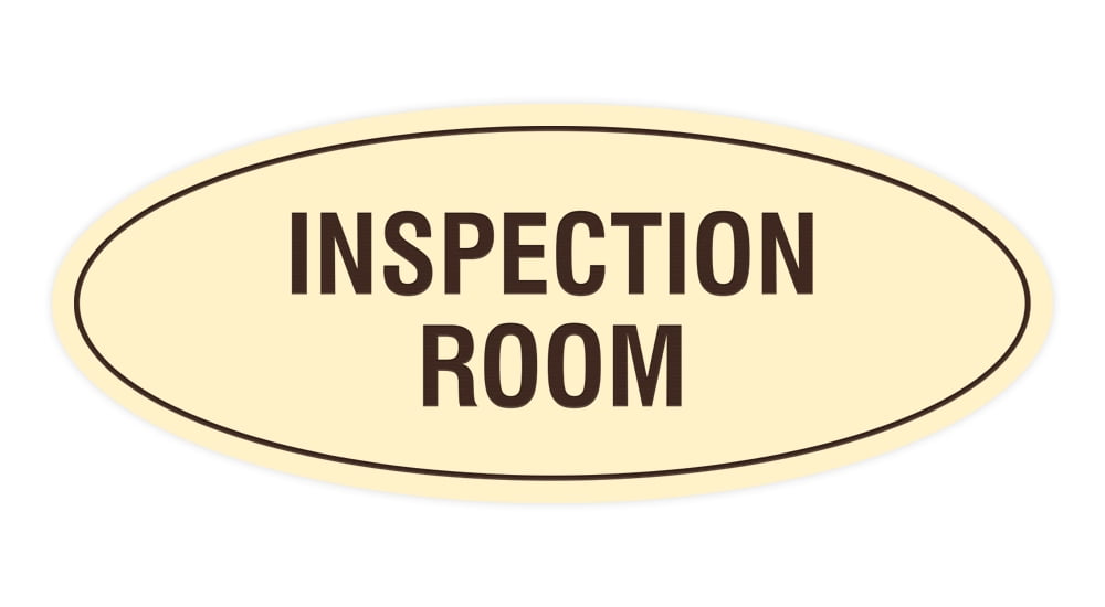 Oval Inspection Room Sign (Ivory/Dark Brown) - Small 2x5" - Walmart.com