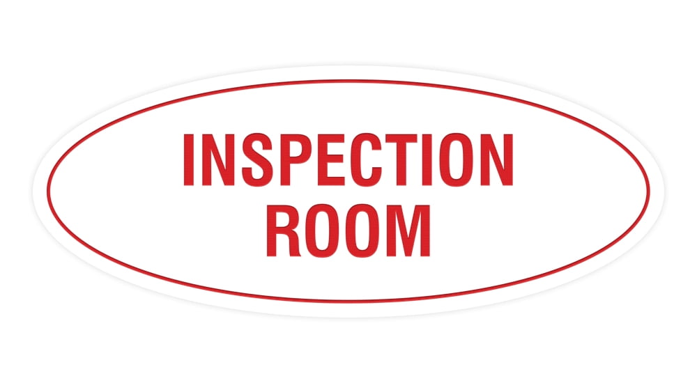 Oval Inspection Room Sign (White/Red) - Small 2x5" - Walmart.com