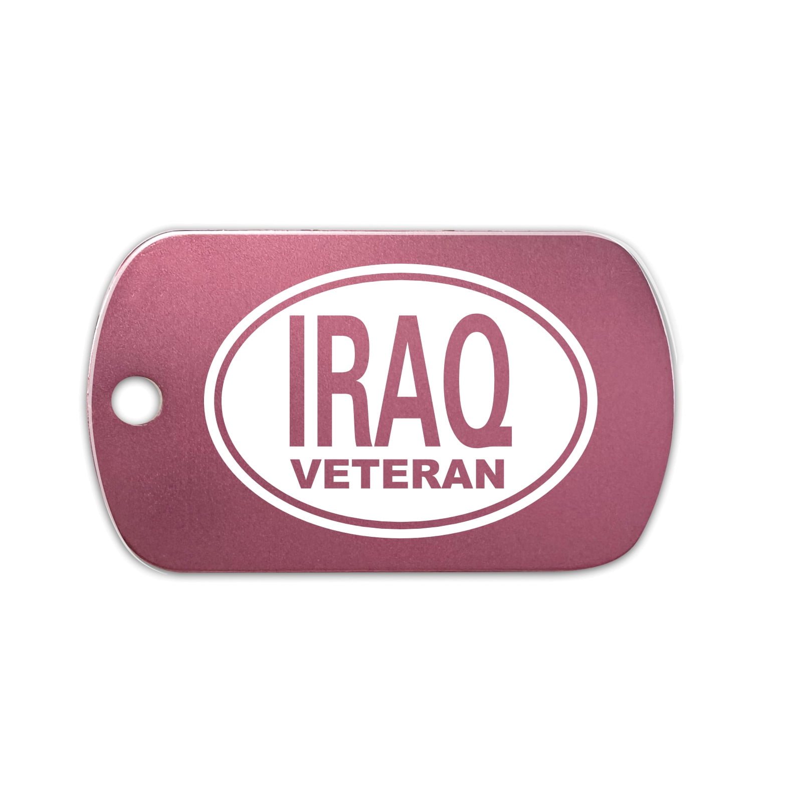Oval Iraq Veteran GI Dog Tag Aluminum Keychain - Pink - Walmart.com