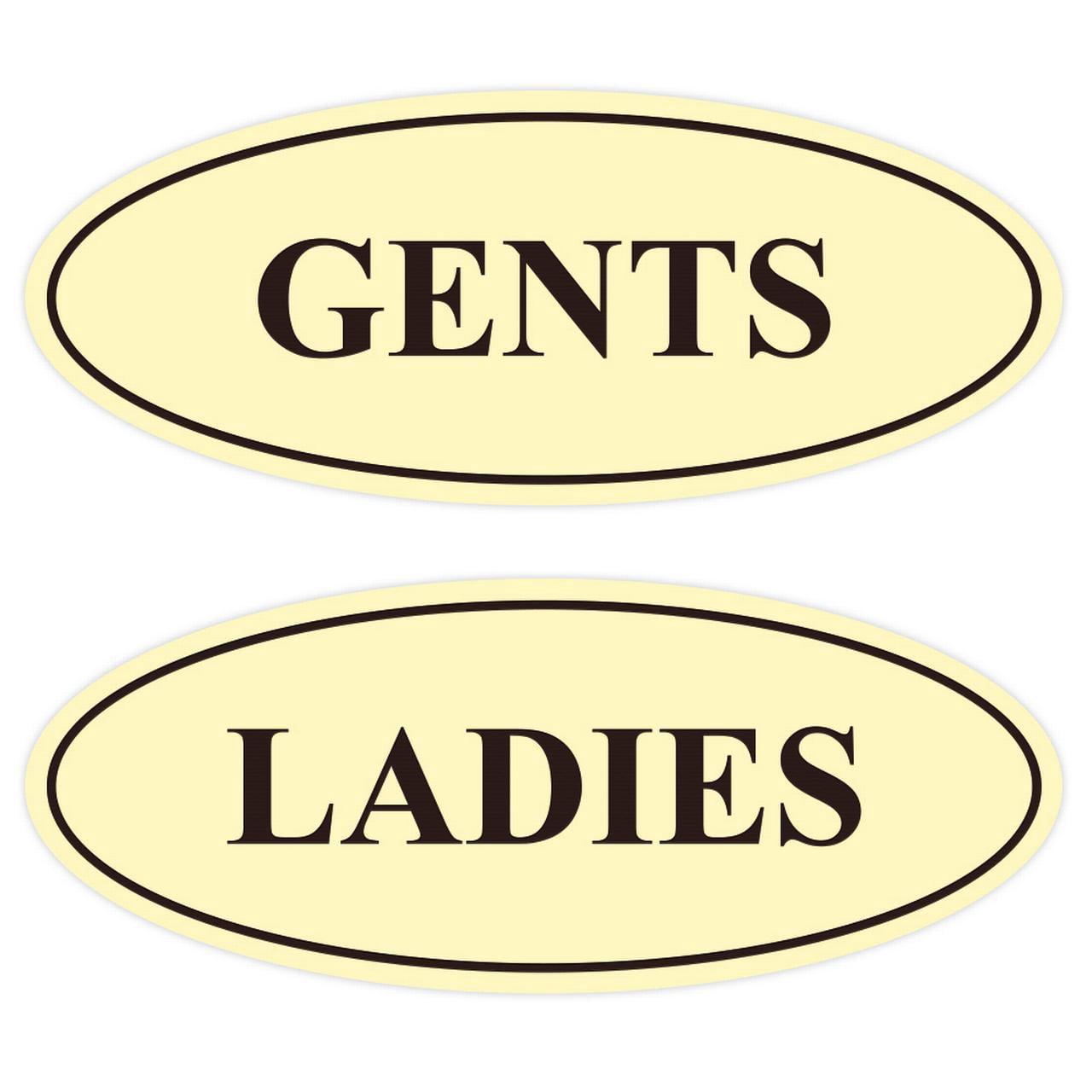 Oval LADIES GENTS Restroom Signs - 2 Pack - Ivory / Dark Brown Large ...