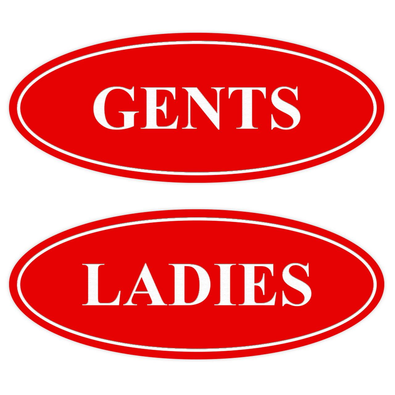 Oval LADIES GENTS Restroom Signs - 2 Pack -Red Large - Walmart.com