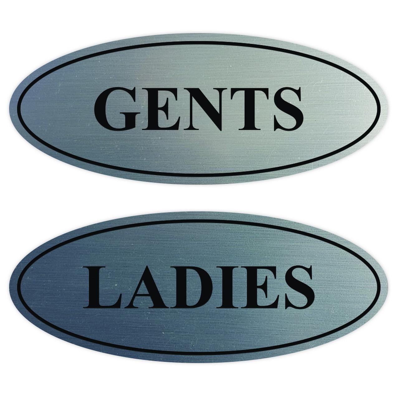 Oval LADIES GENTS Restroom Signs - 2 Pack - Silver Medium - Walmart.com