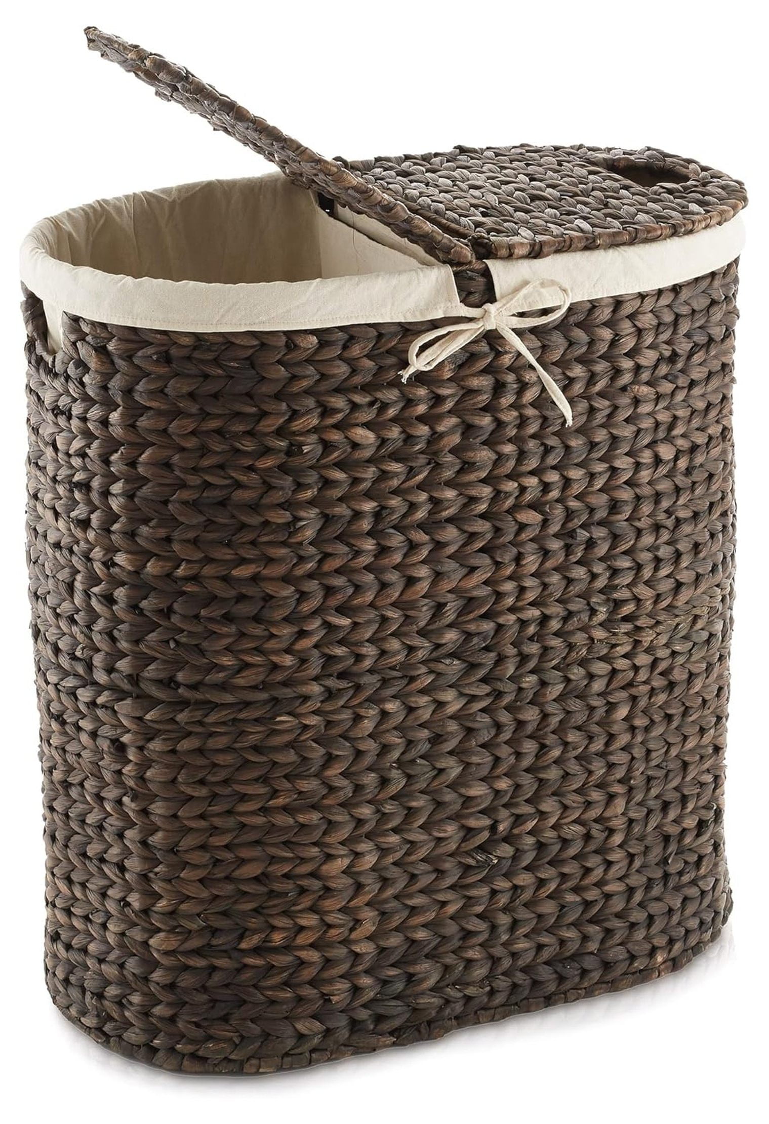 Oval Laundry Hamper with Lids and Removable Liner Bags - Espresso ...