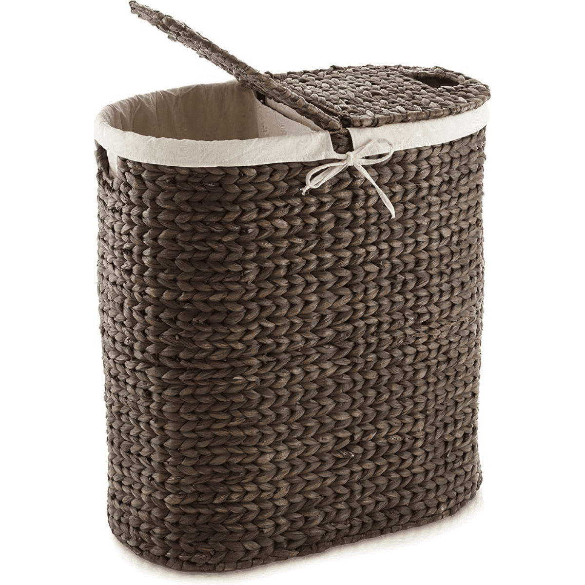 Oval Laundry Hamper with Lids and Removable Liner Bags - Espresso ...