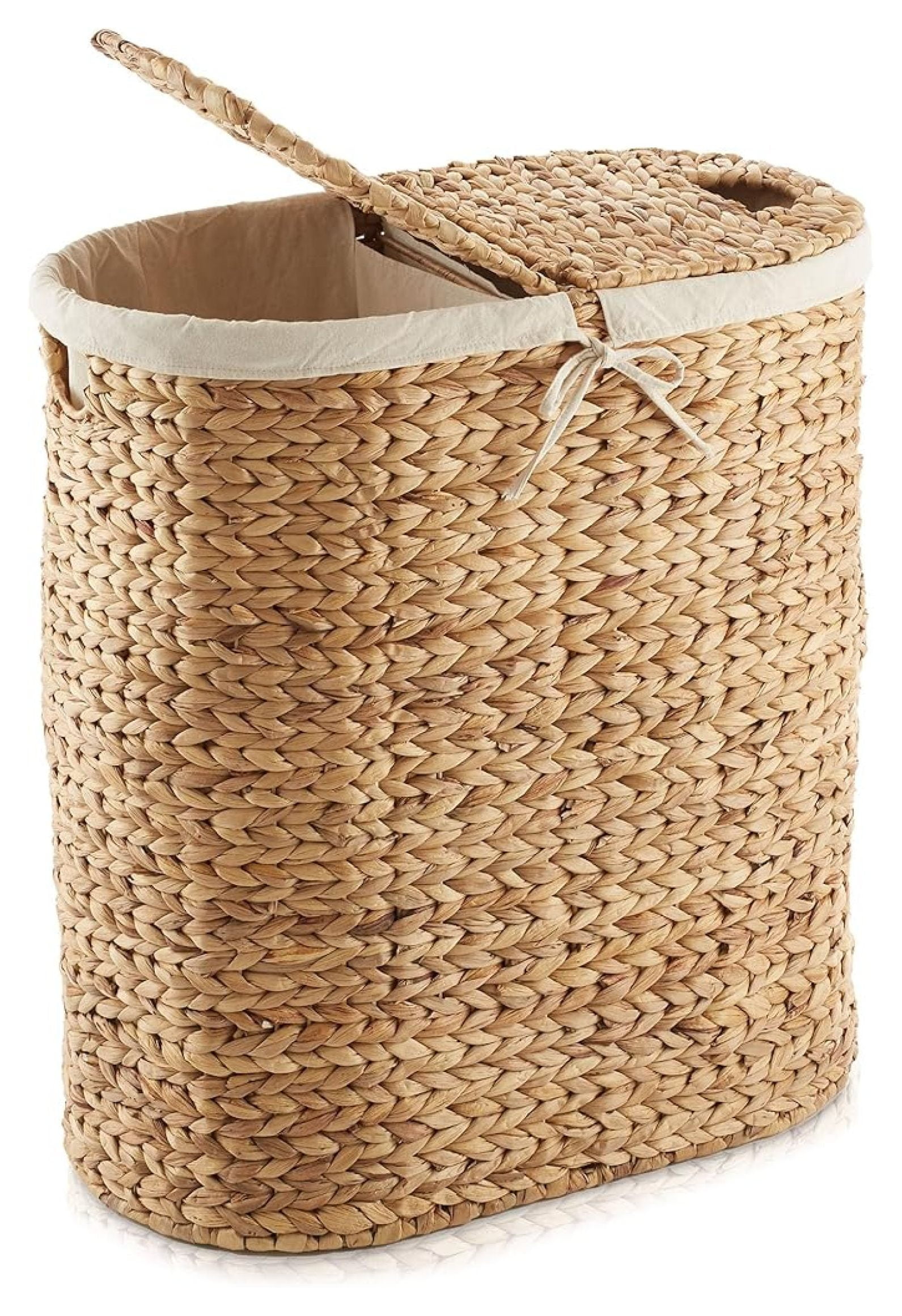 Oval Laundry Hamper with Lids and Removable Liner Bags - Natural, Woven ...