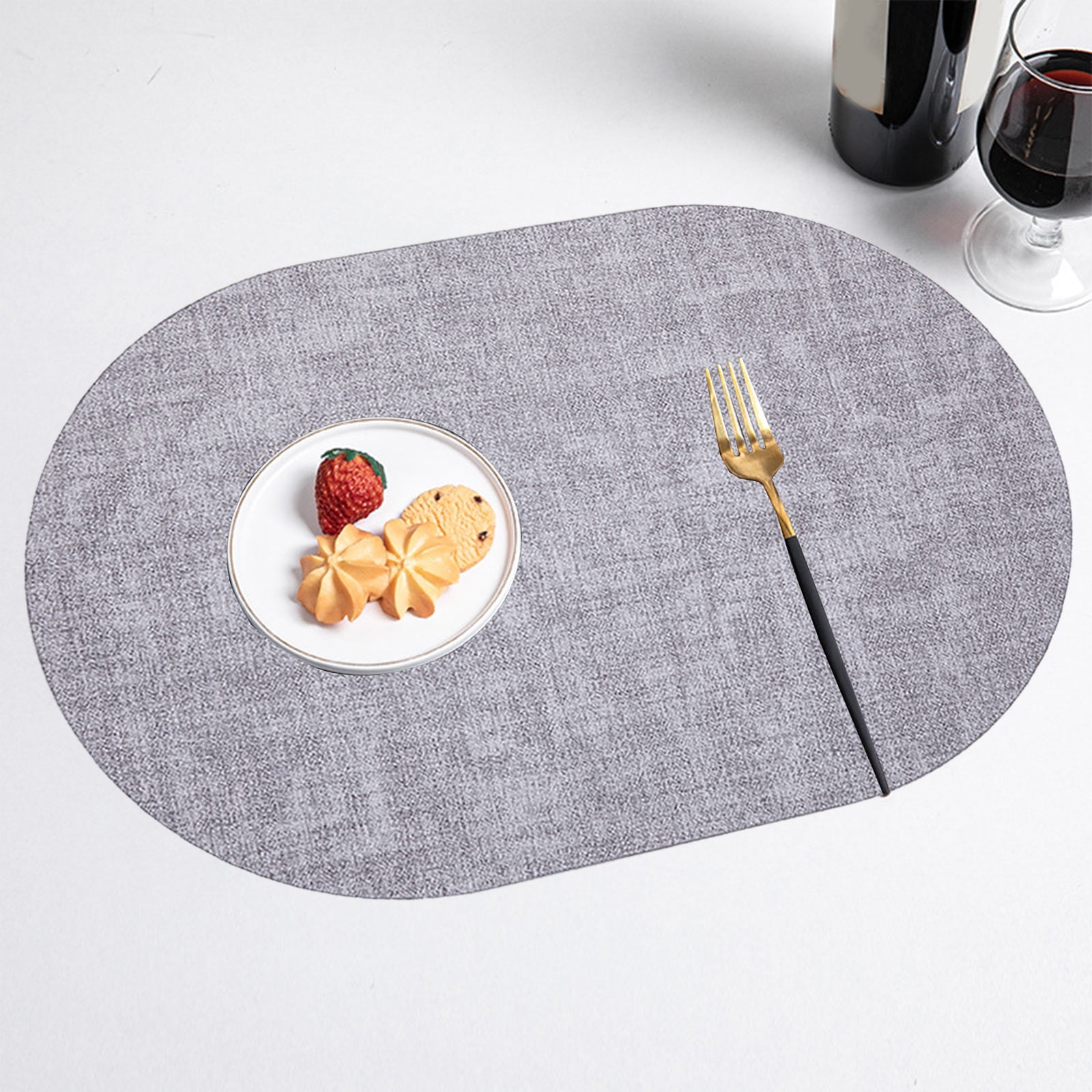 Oval Leather Placemats, Oil-Proof, Heat Resistant, Non-Slip Table Mats ...