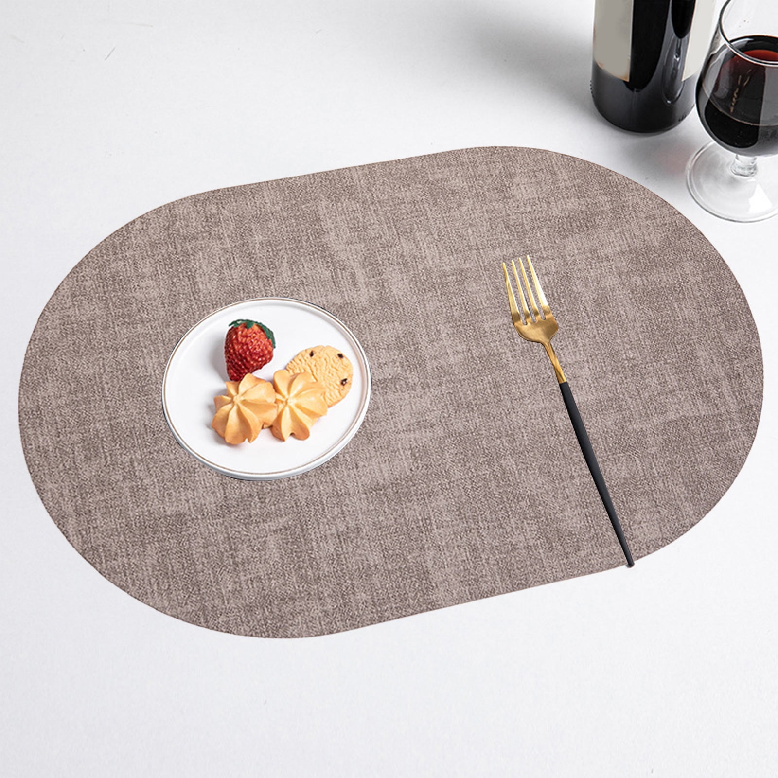 Oval Leather Placemats, Oil-Proof, Heat Resistant, Non-Slip Table Mats ...