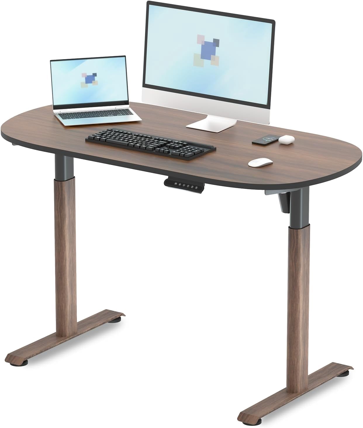 Oval Leg Electric Standing Desk, 48x24 Inch Whole-Piece Oval Desktop ...