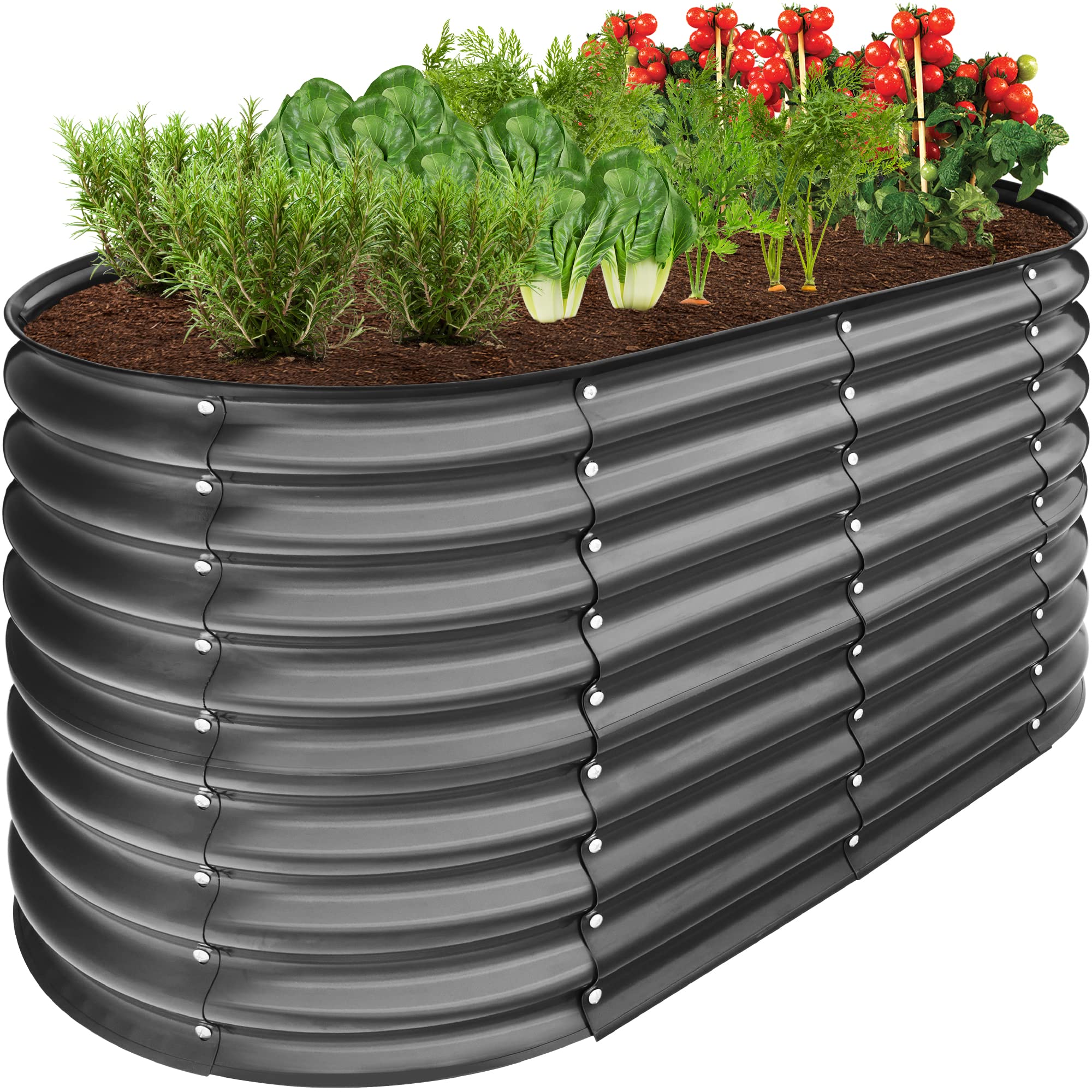 Oval Metal Raised Garden Bed 4x2x2ft, Powder-Coated Steel Planter Box ...