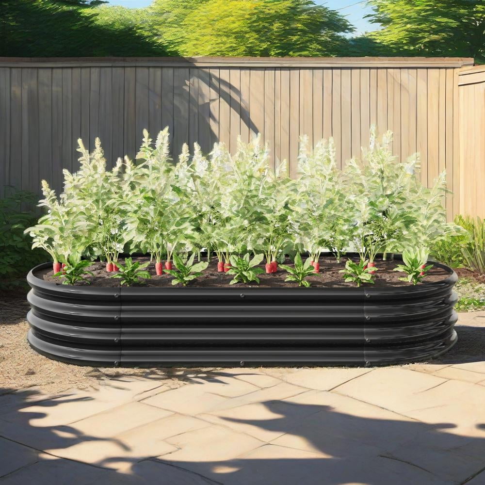 Oval Metal Raised Garden Bed - 70.86" x 35.43" x 11.42" Outdoor Planter ...