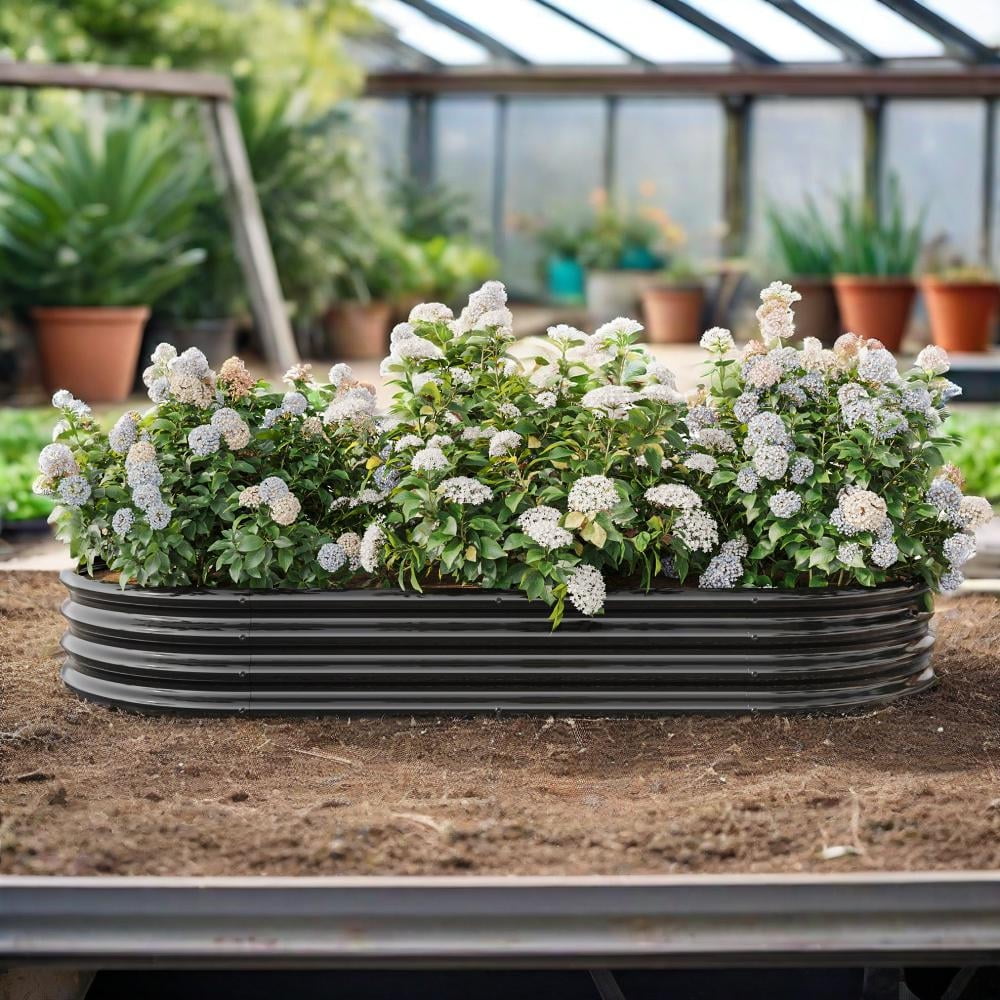 Oval Metal Raised Garden Bed - 88.98" x 44.68" x 11.42" Outdoor Planter ...