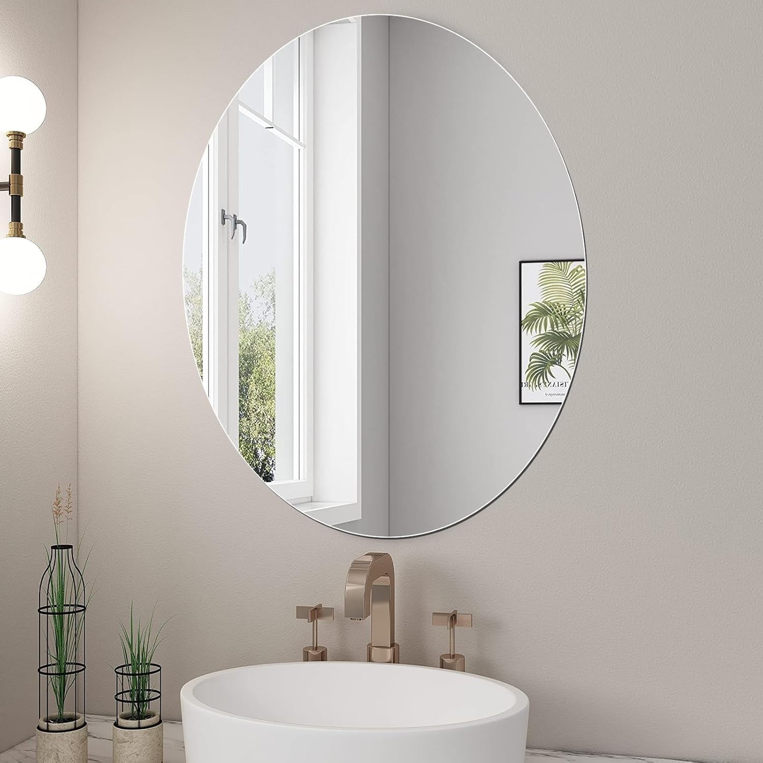 Oval Mirror, Acrylic Bathroom Mirrors Unbreakable Frameless Wall ...