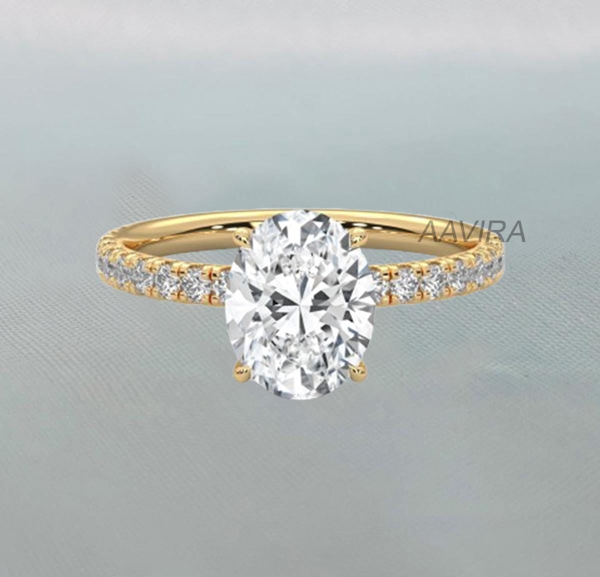 Oval Moissanite Engagement Ring, GRA Certified Wedding Ring, 1st ...
