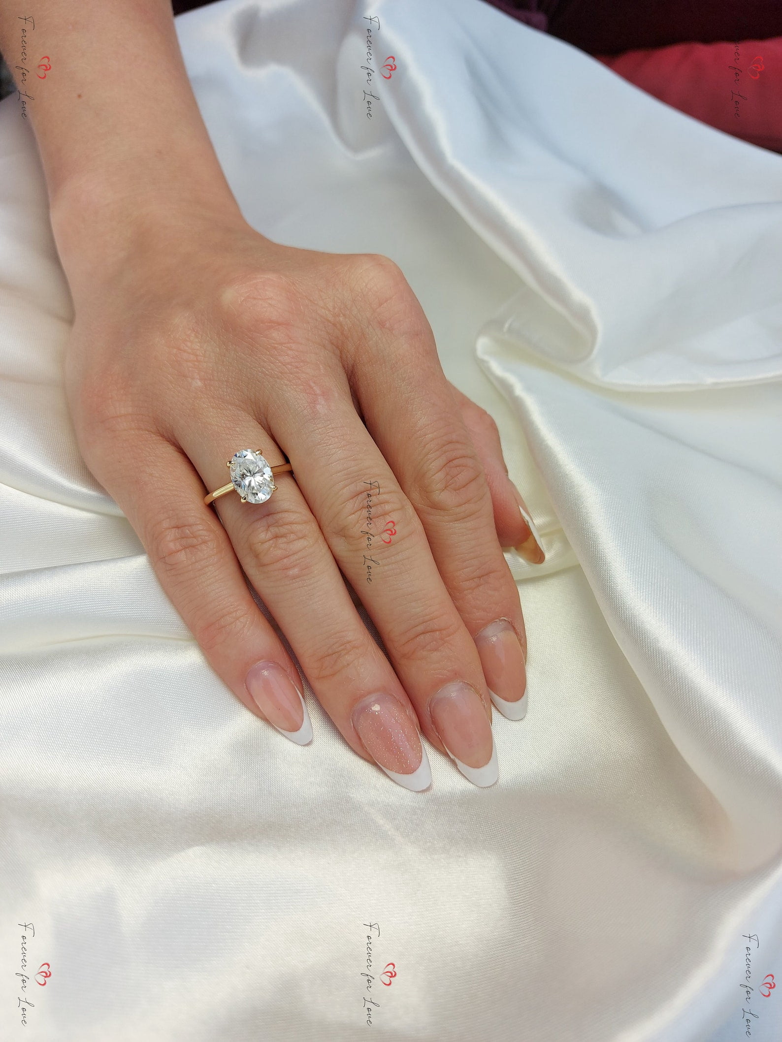 Oval Moissanite Hidden Halo Engagement Ring, 2 Ct Oval Shape Ring ...
