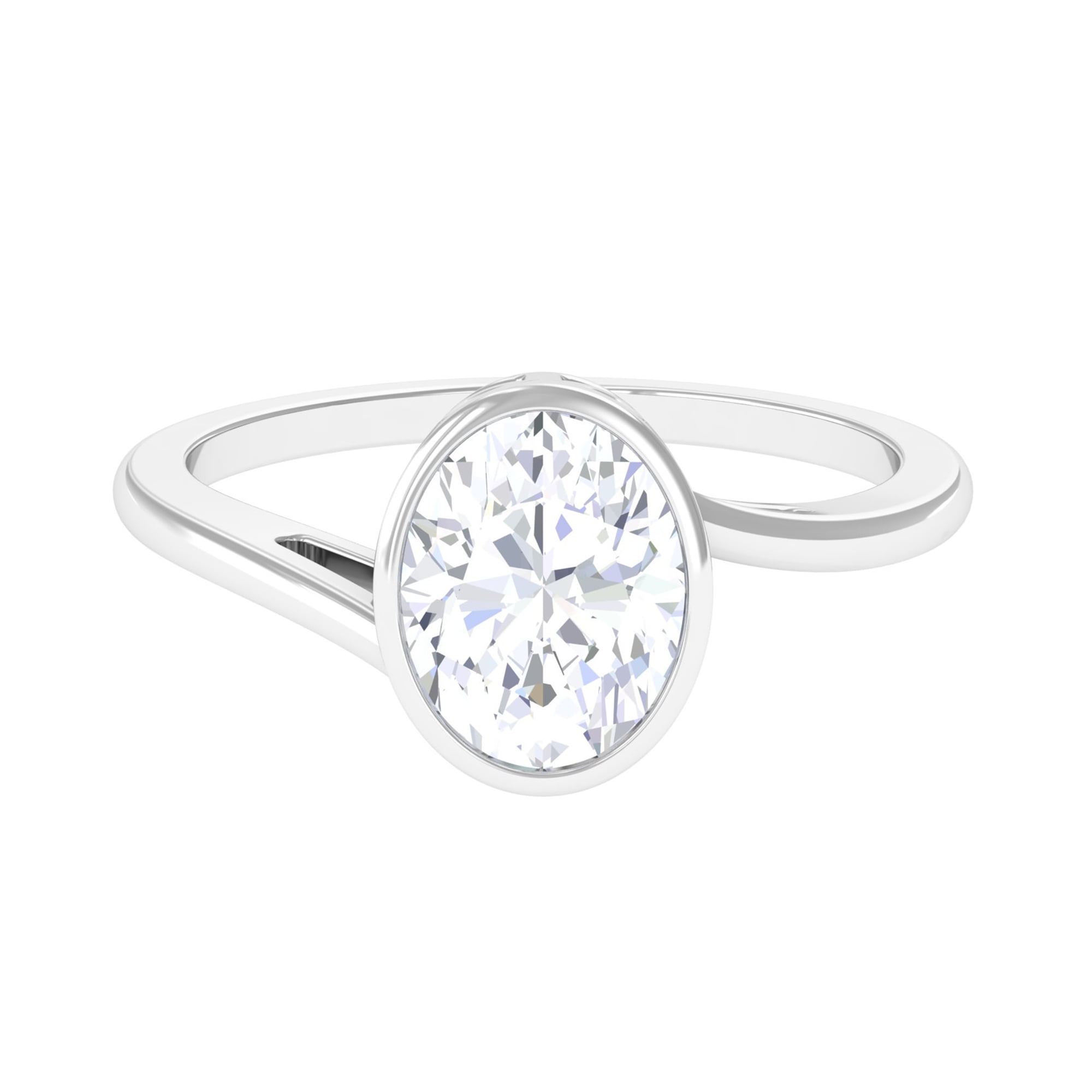 Womens Moissanite Solitaire Engagement Ring 2 Carat - 7X9 mm Oval Shaped - D-VS1 Grade, 14K ...