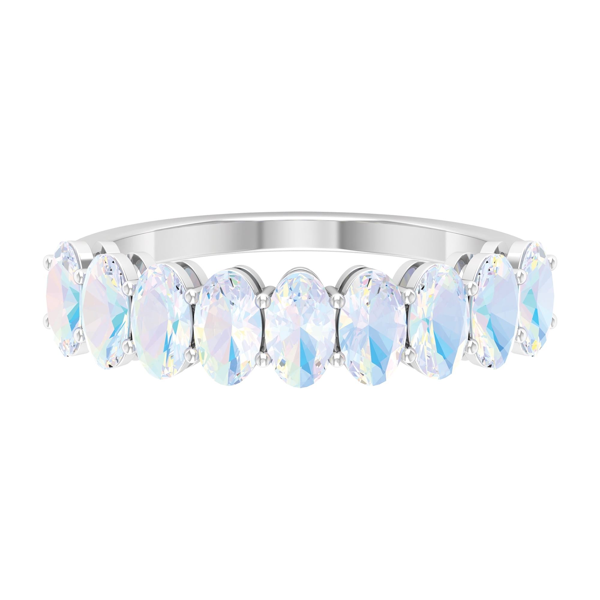 Oval Moonstone Half Eternity Ring for Women (2 CT, AAA Grade, Rosec ...