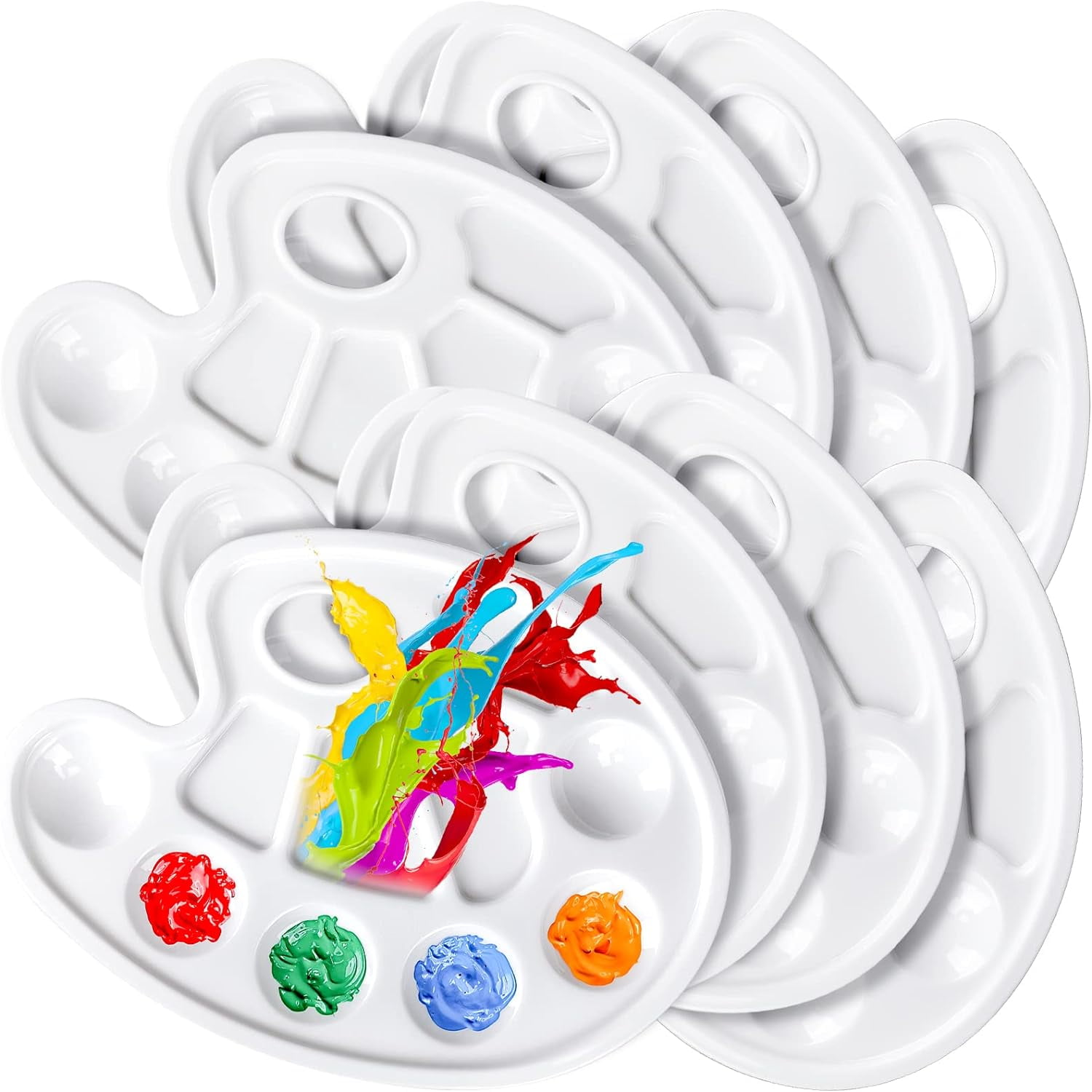 Oval Paint Tray Palettes, 8 PCS Plastic White Paint Tray Palettes ...