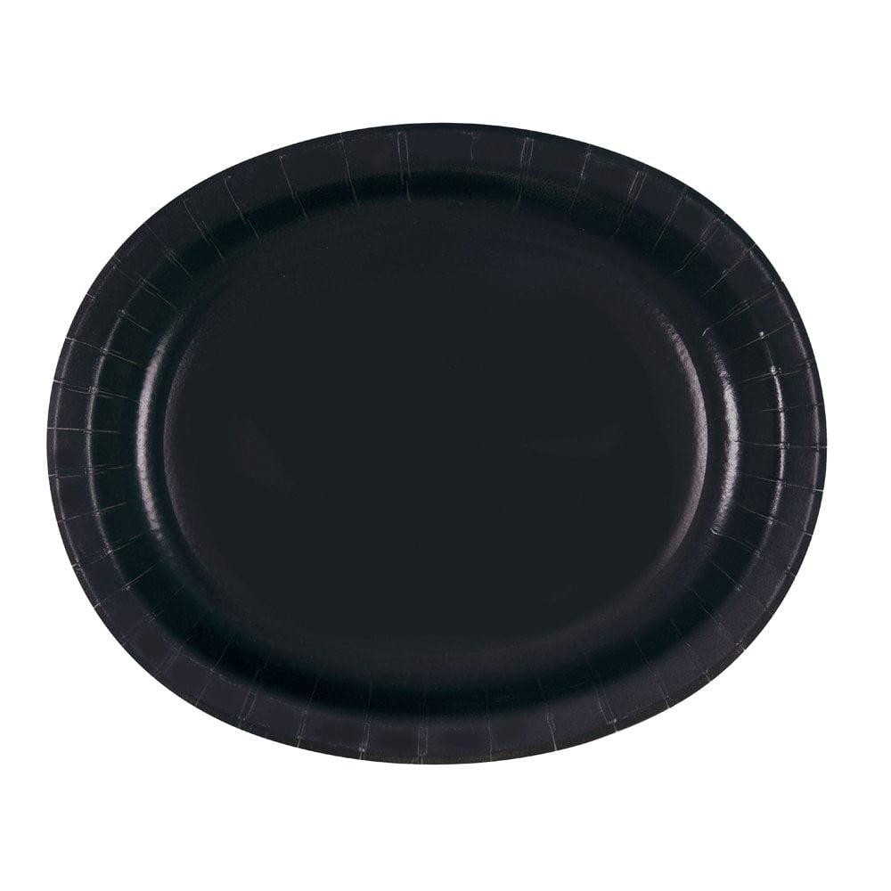Oval Paper Plates, 12 in, Black, 8ct - Walmart.com
