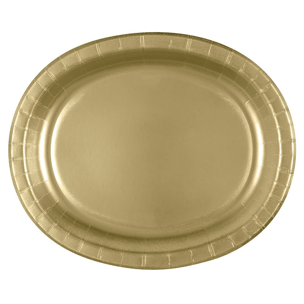 Oval Paper Plates, 12 in, Gold, 8ct - Walmart.com