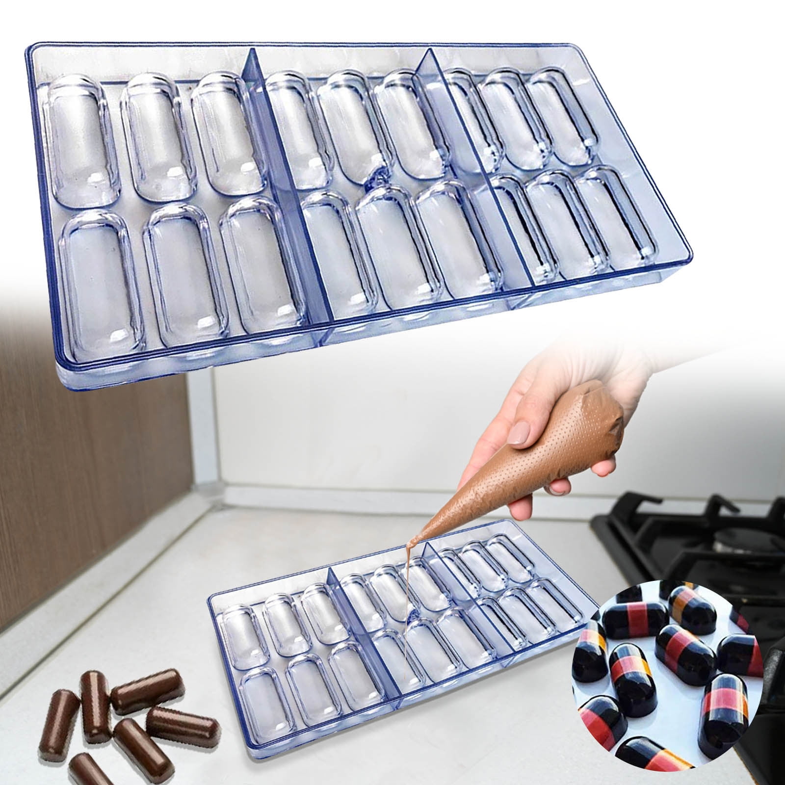 Oval Pill Molds, Pill Shape Pc Plastic Chocolate Mold 18 Chain ...