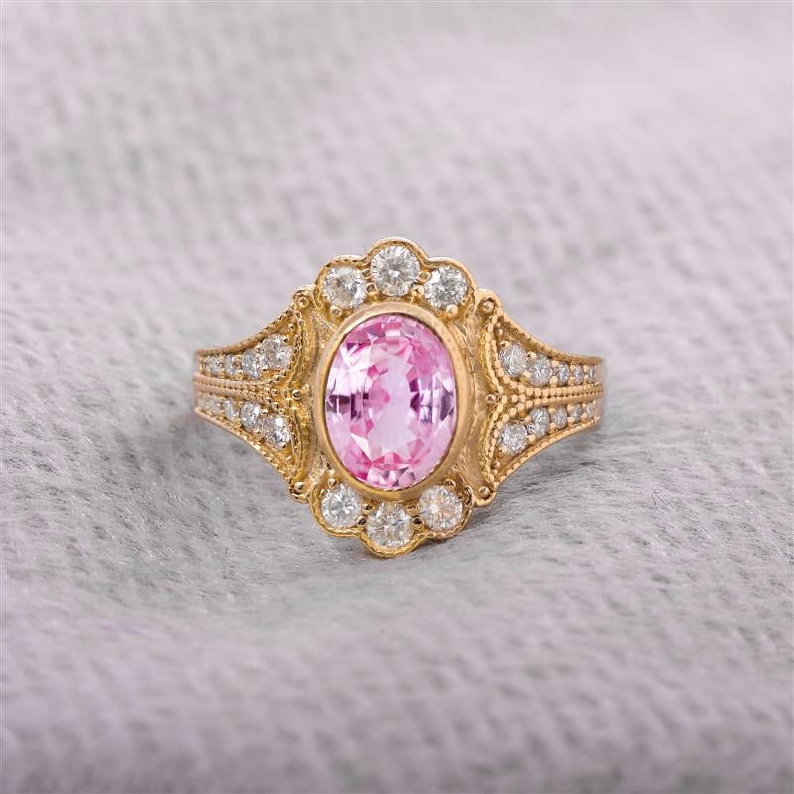 Oval Pink Sapphire And Diamond Engagement Ring, 925 Starling Silver ...