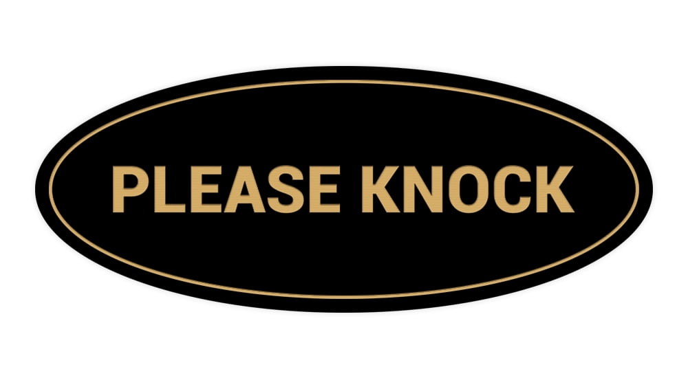 Oval Please Knock Sign (Black /Gold) - Small 2x5" - Walmart.com