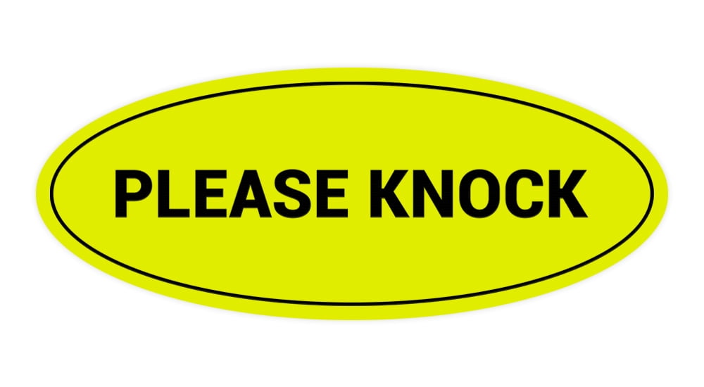 Oval Please Knock Sign (Yellow / Black) - Medium 2.75x7" - Walmart.com