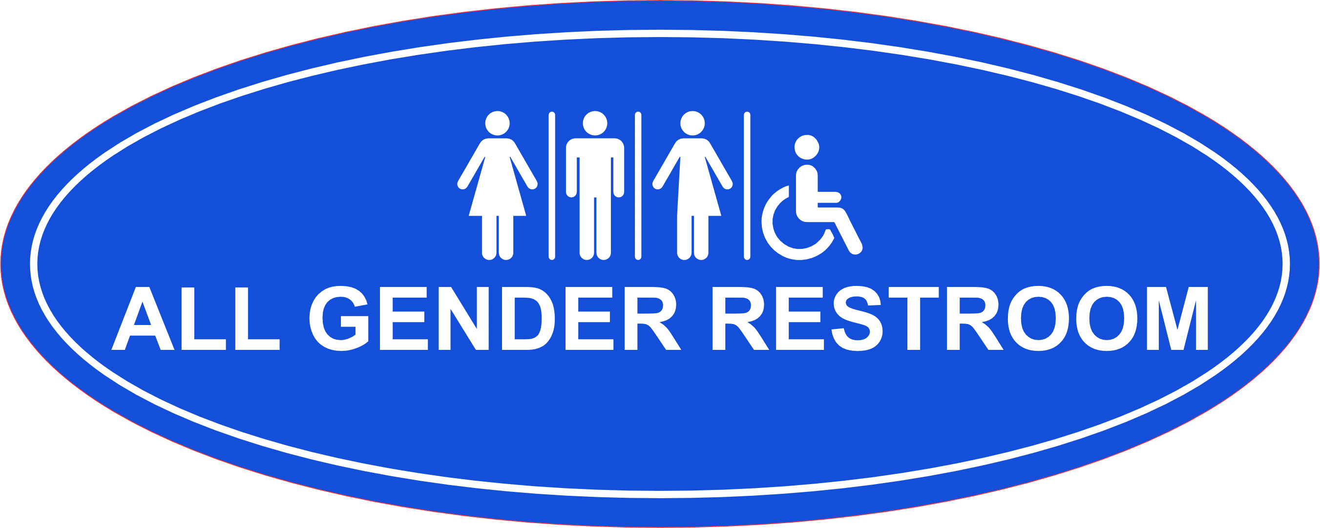 Oval Plus All Gender Restroom Wall or Door Sign Easy Installation ...