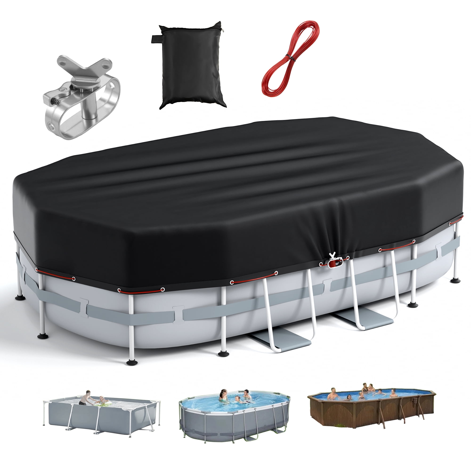 Oval Pool Cover, 12 x 20 FT Oxford Solar Pool Covers for Oval Above ...