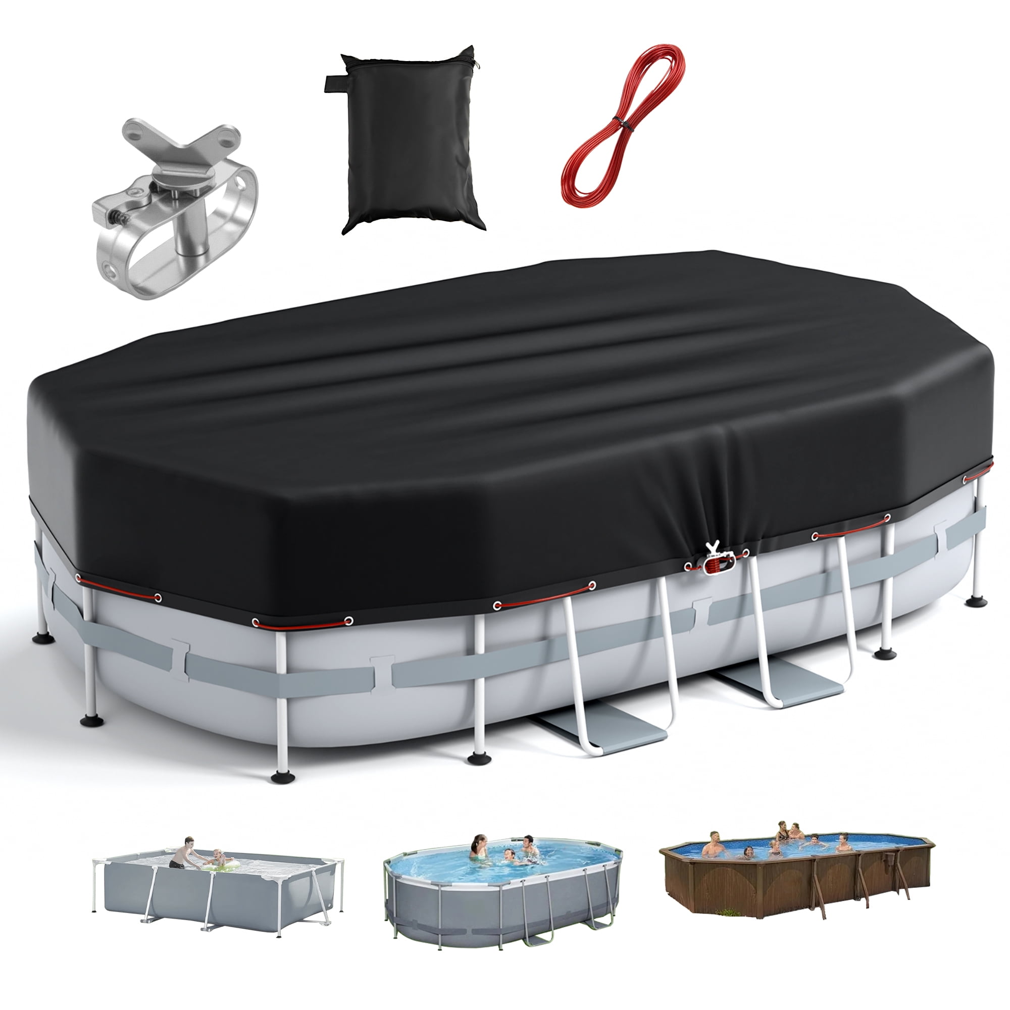 Oval Pool Cover, 7 x 13FT Oxford Solar Pool Covers for Most Rectangular ...