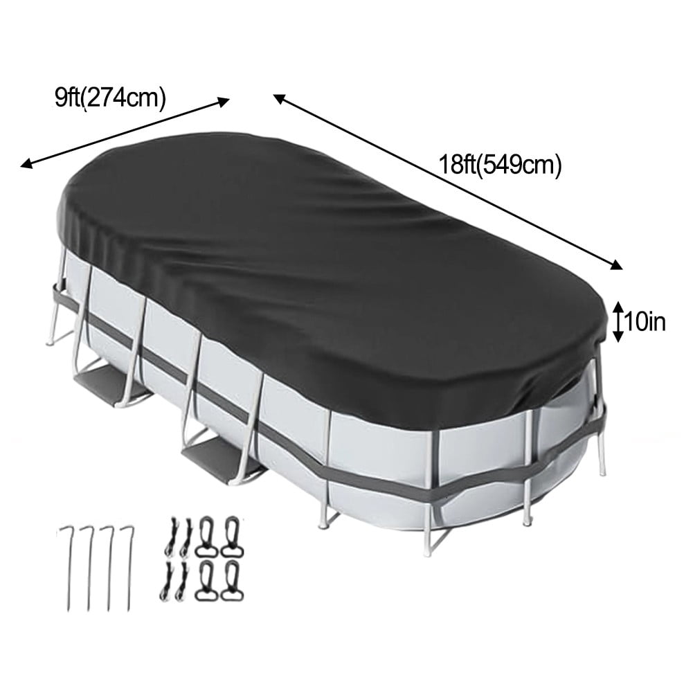 Oval Pool Cover with Accessories For Above Ground Pool Weather ...