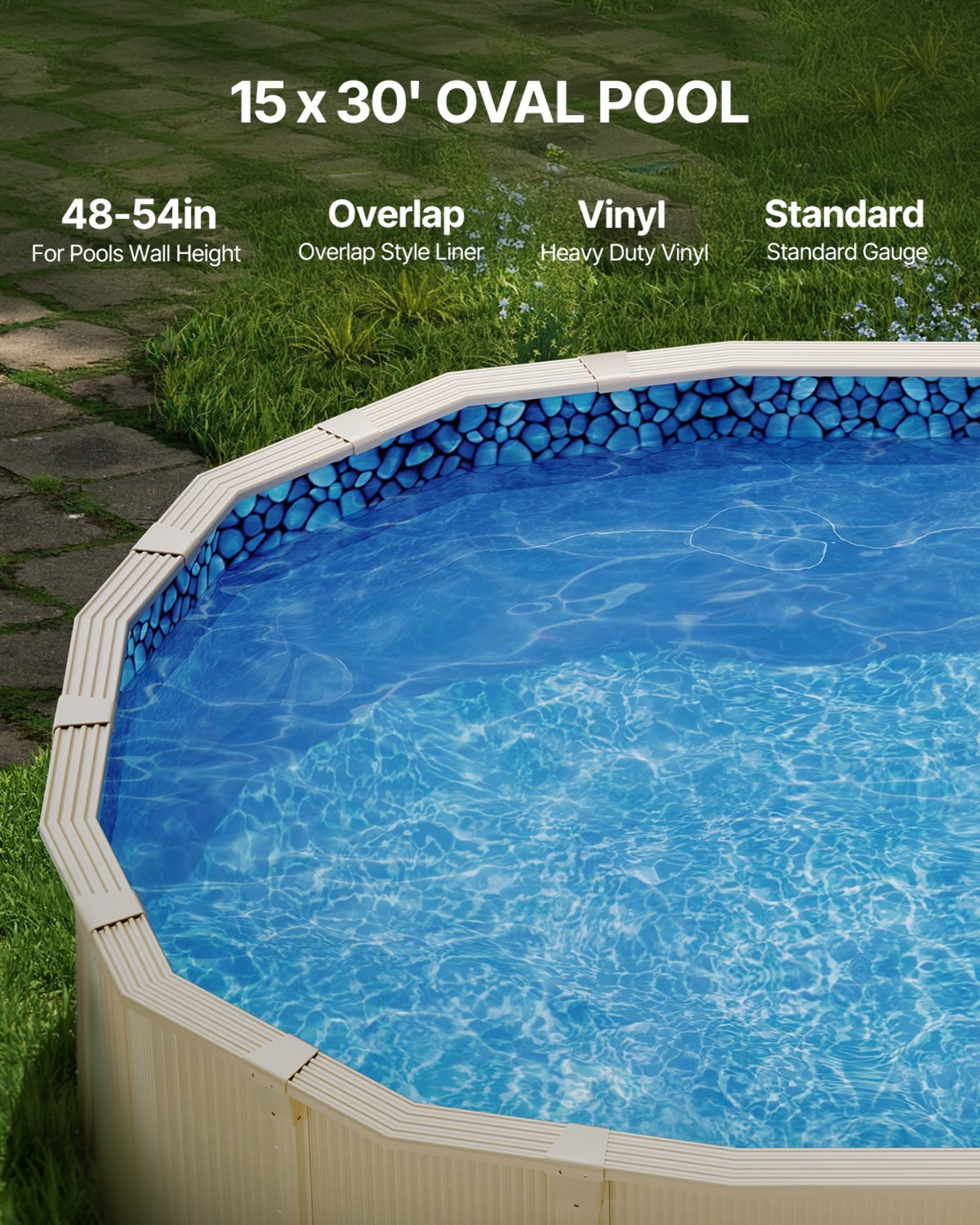 Oval Pool Liner 15x30ft Overlap Style Pool Liner 54in Wall Height ...