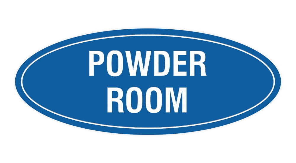 Oval Powder Room Sign (Blue) - Small 2x5" - Walmart.com