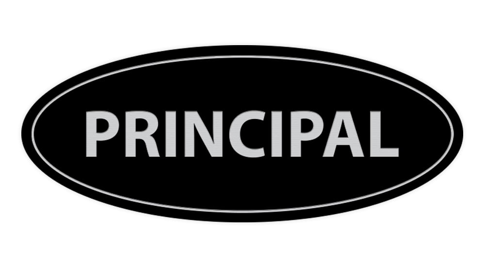 Oval Principal Sign (Black / Silver) - Large 3.6x9" - Walmart.com