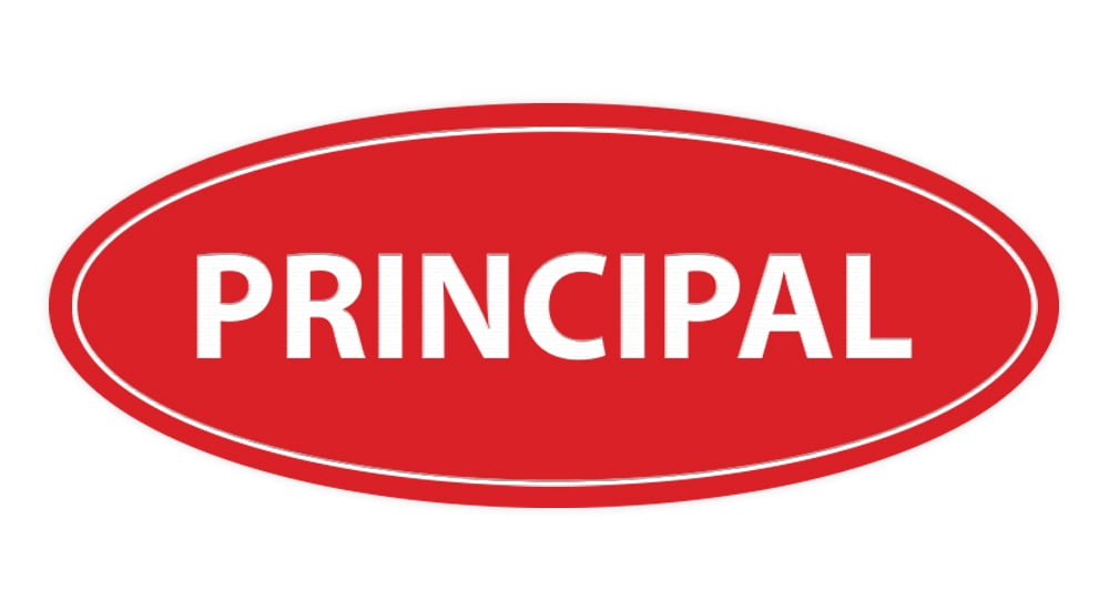 Oval Principal Sign (Red) - Small 2x5" - Walmart.com