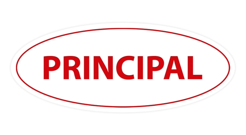 Oval Principal Sign (White/Red) - Medium 2.75x7" - Walmart Business ...