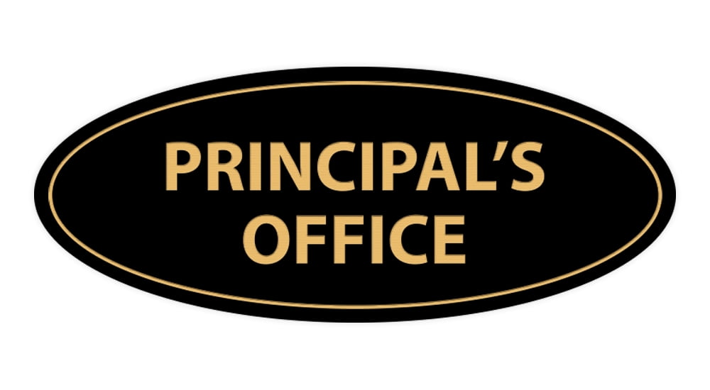 Oval Principal's Office Sign (Black /Gold) - Small 2x5" - Walmart.com