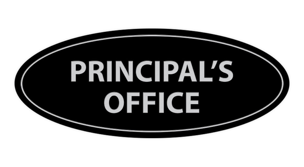 Oval Principal's Office Sign (Black / Silver) - Large 3.6x9" - Walmart.com